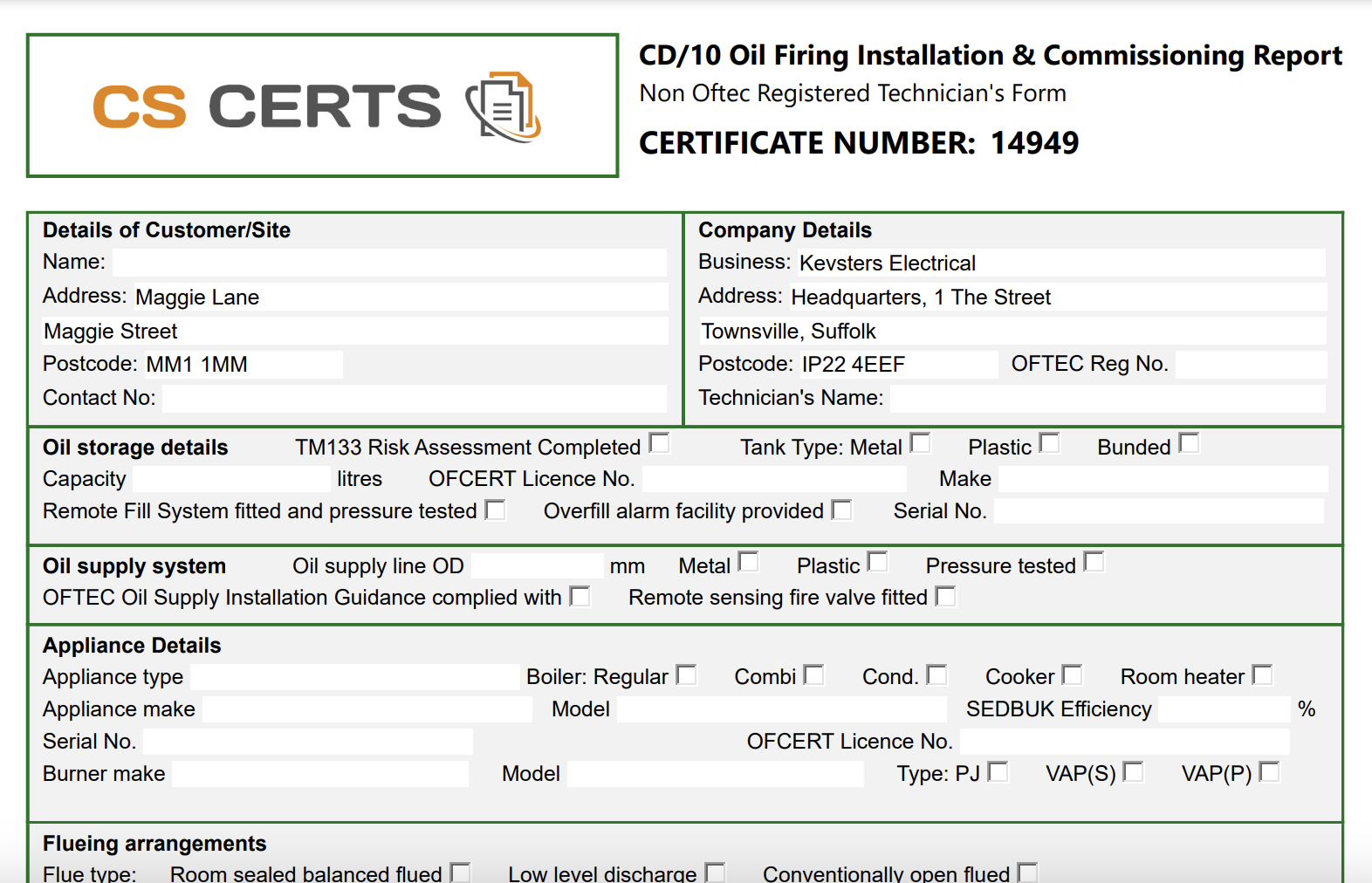 New Oil Certificates on CS Certs